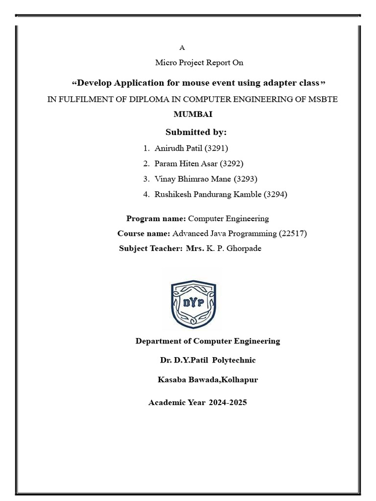 Advance Java MicroProject For Diploma 5 TH Sem Computer | PDF | Window (Computing) | Java ...