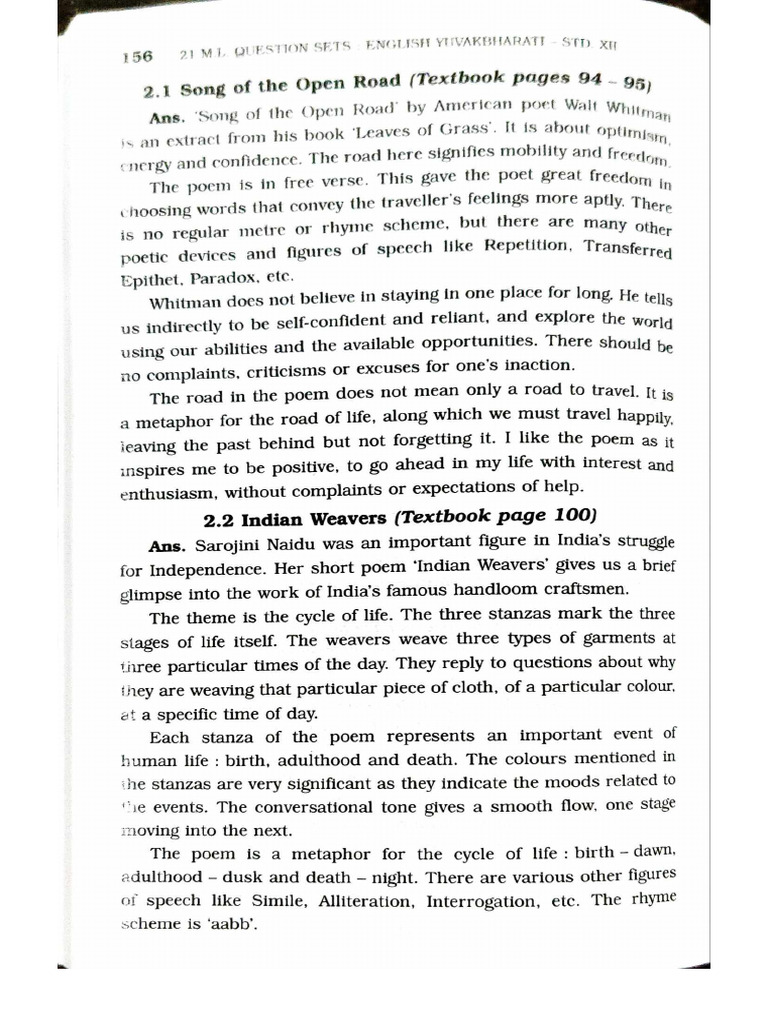 English Appreciation Class 12 | PDF