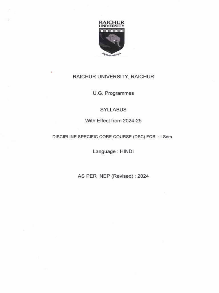 UG Hindi Revised NEP Syllabus | PDF