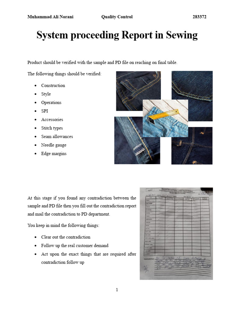System Proceeding Report in Sewing | PDF | Seam (Sewing)