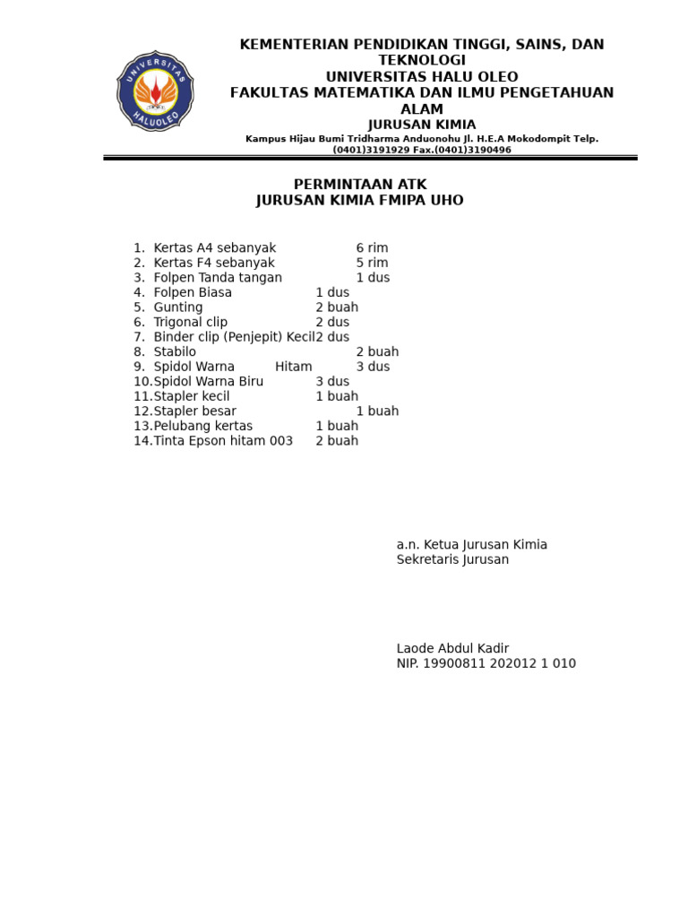 Permintaan Atk | PDF