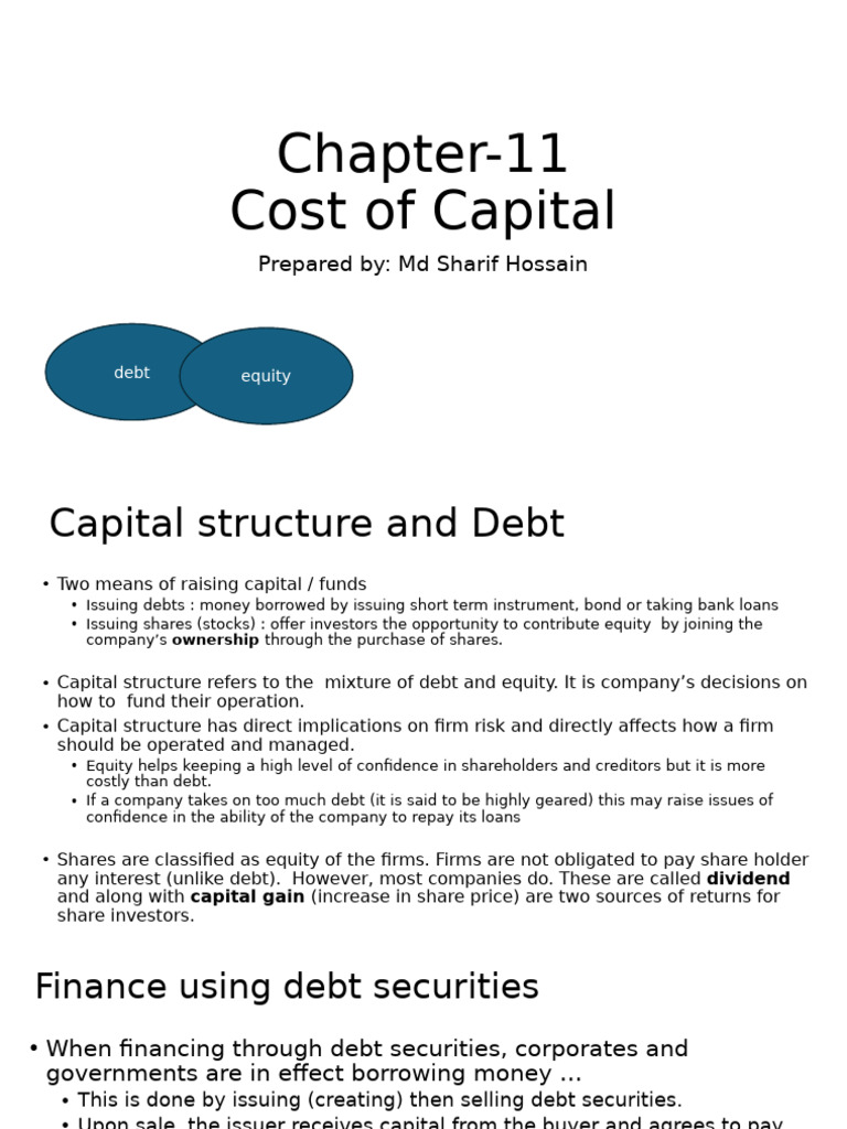 Ch 11 Cost of capital | PDF | Cost Of Capital | Equity (Finance)
