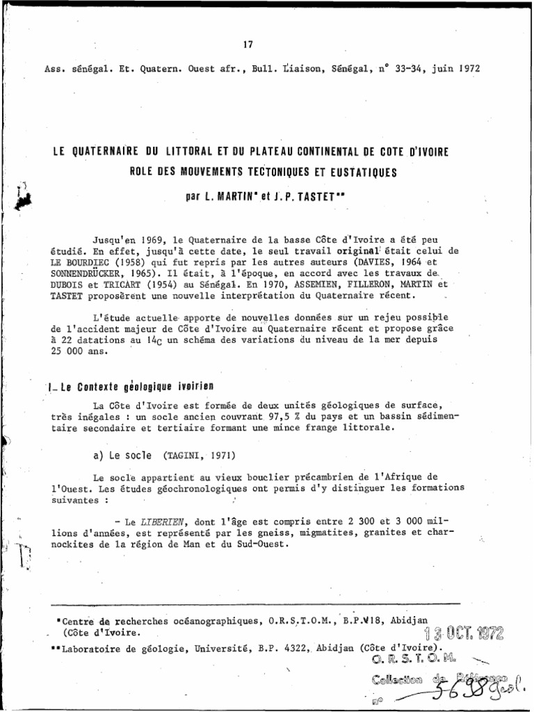 Quaternaire et tectonique en Côte d'Ivoire | PDF | Bassin sédimentaire ...