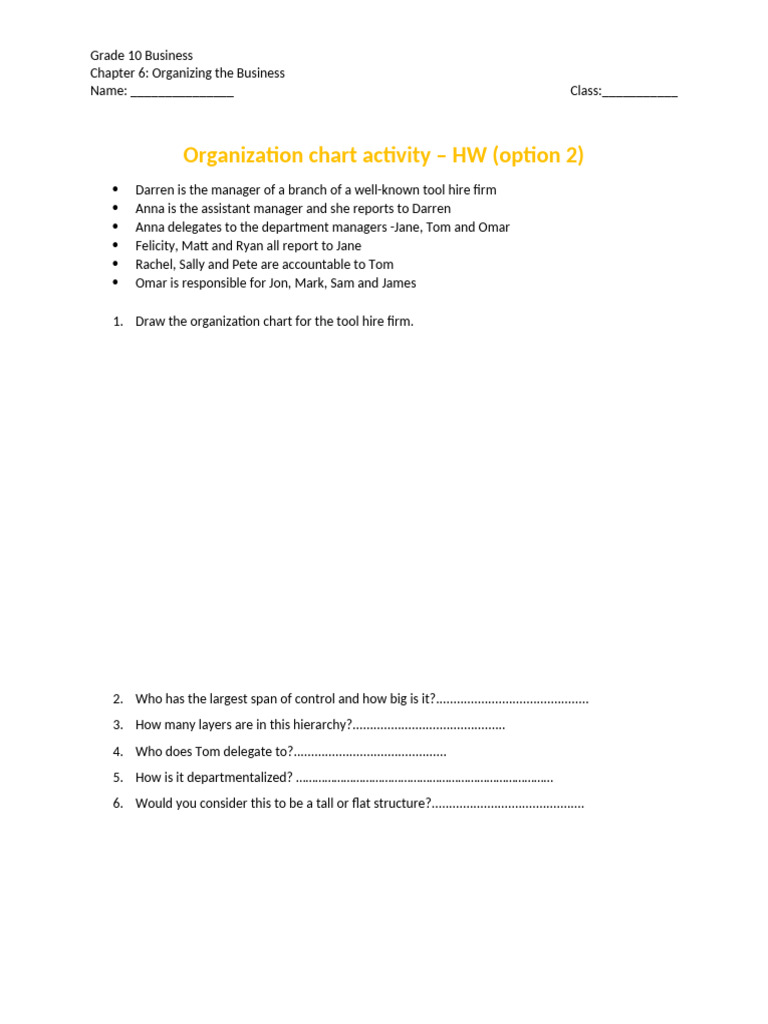 Organization Chart HW - Option 2 | PDF