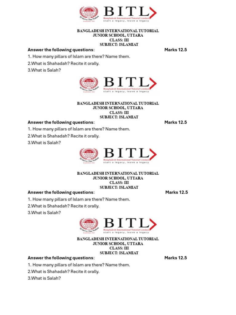 Islamiat Questions | PDF