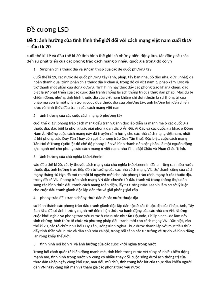 Đề cương LSD | PDF