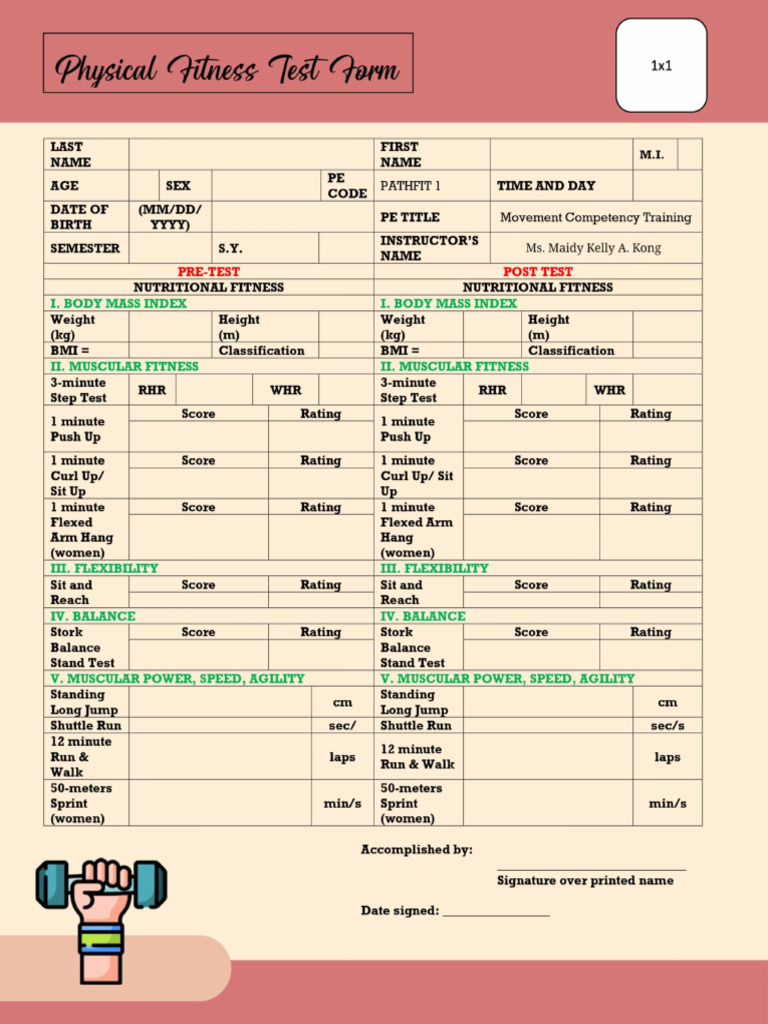 PFT Form For Men | PDF | Body Mass Index | Human Body Weight