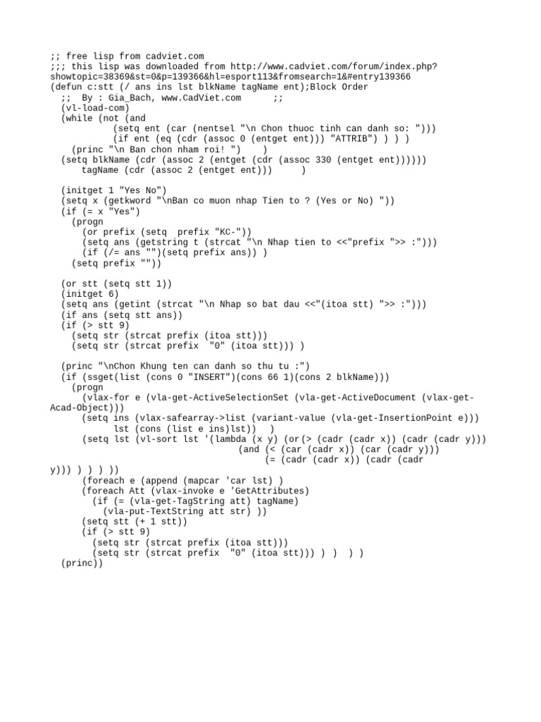 Lisp for Numbering CAD Blocks | PDF