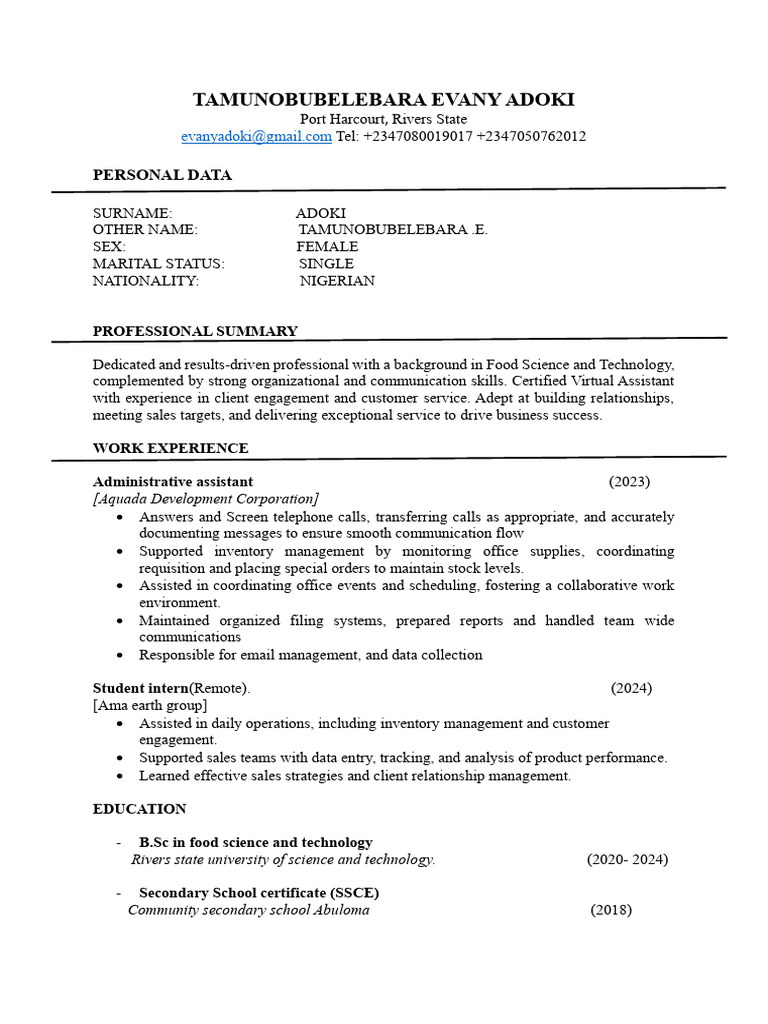 CV FOR SALES REPRESENTATIVE | PDF | Business | Computing