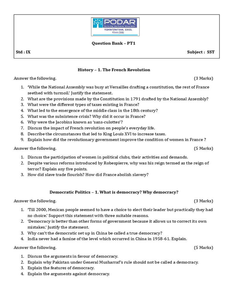 Grade 9 PT 1 QB and Revision Material | PDF | French Revolution | Himalayas