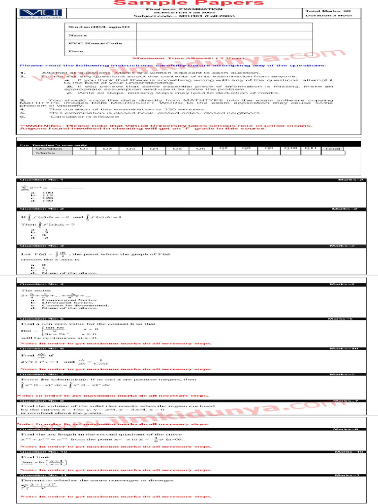 Mth101 Calculus And Analytical Geometry Bsc Computer Science Vu