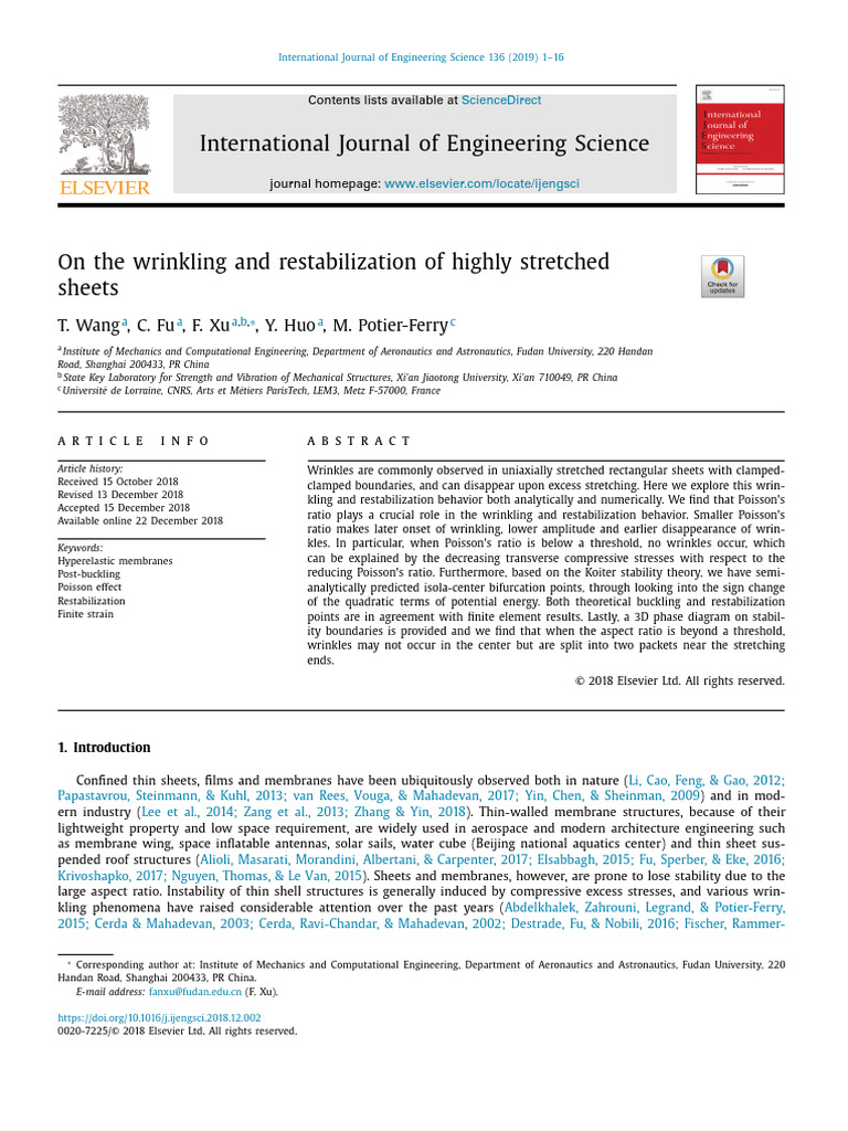 On the wrinkling and restabilization of highly stretched sheets | PDF ...