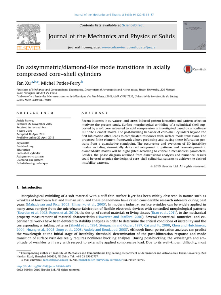 On Axisymmetric Diamond-Like Mode Transitions in Axially Compressed ...