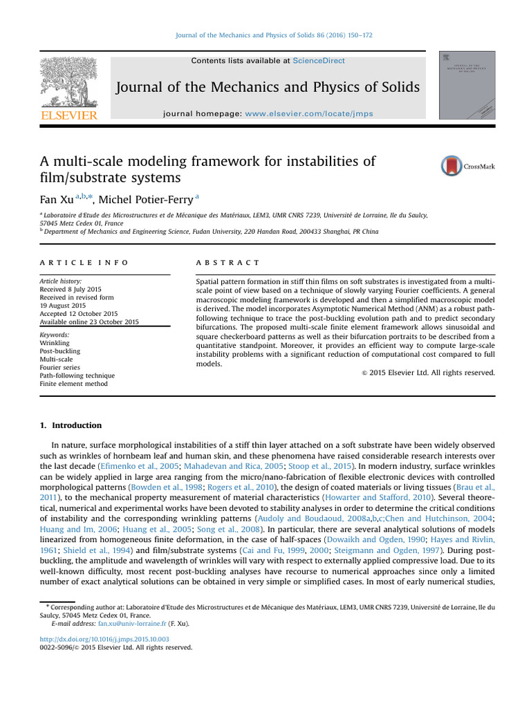 A Multi-Scale Modeling Framework For Instabilities of Film Substrate Systems | PDF | Elasticity ...