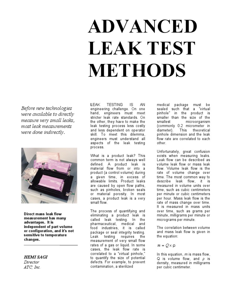 Advanced Leak Testing Methods Explained | PDF