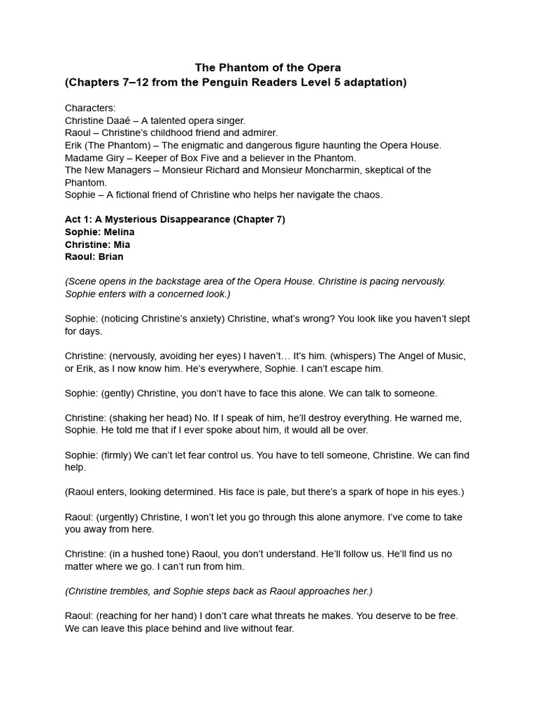 Phantom of the Opera: Chapters 7-12 Summary | PDF | Erik (The Phantom ...