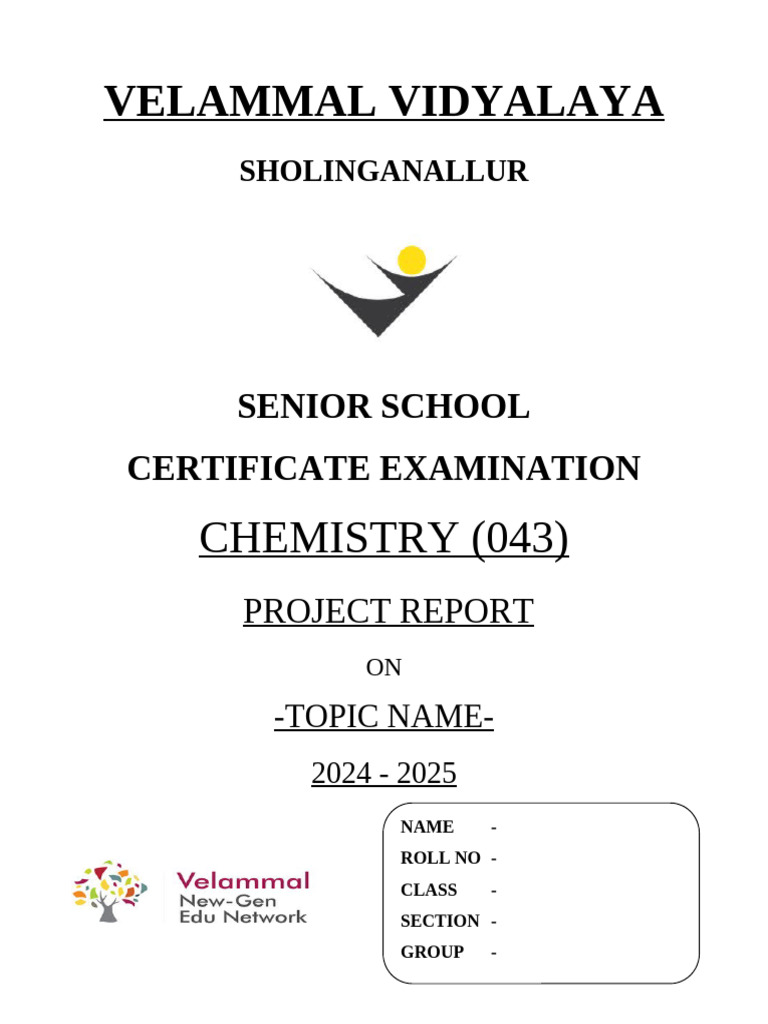 Chemistry Project Title Sheet | PDF