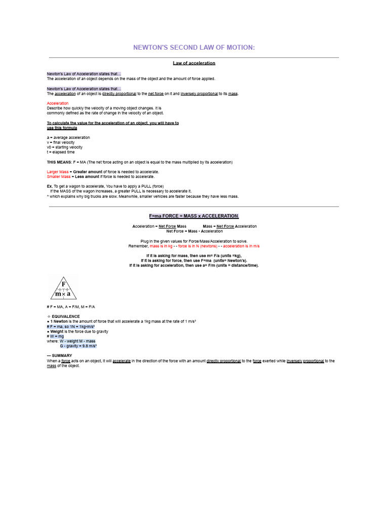 3. Newton's Second Law of Motion | PDF | Force | Acceleration