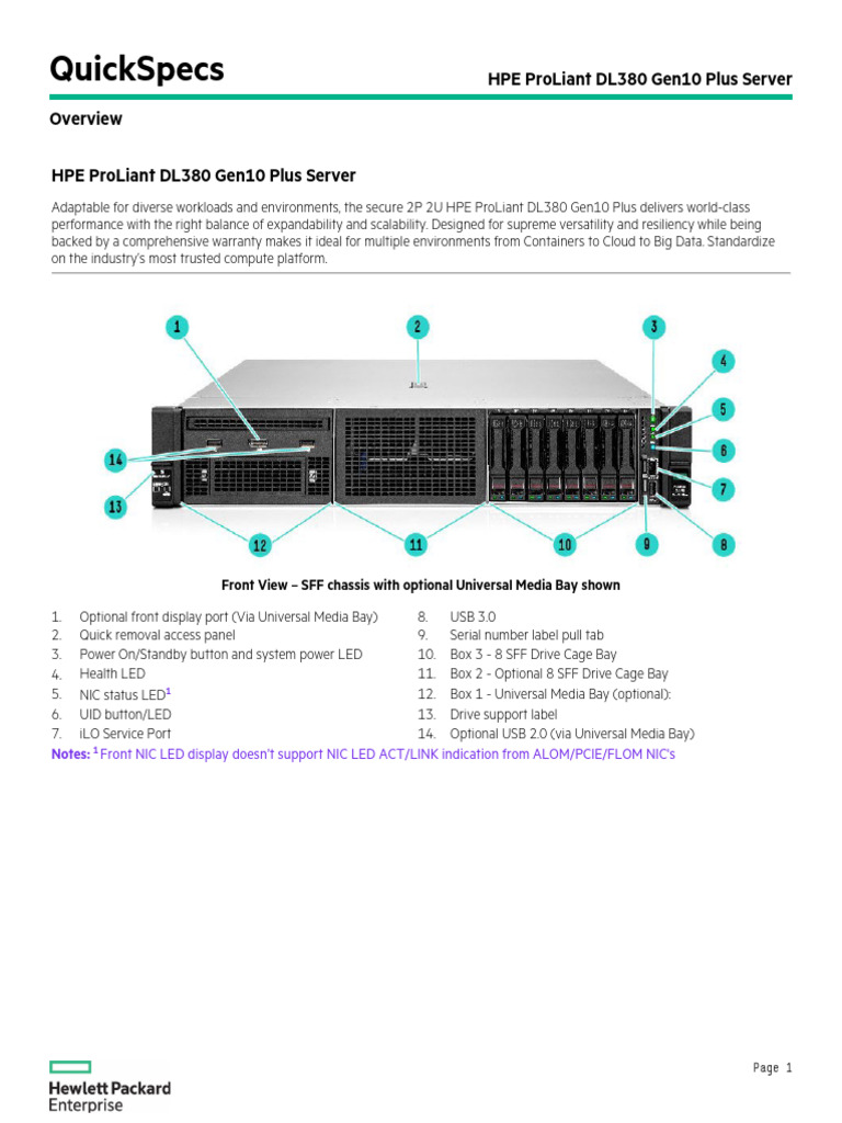 HPE ProLiant DL380 Gen10 Plus Server | PDF | Central Processing Unit | Computing