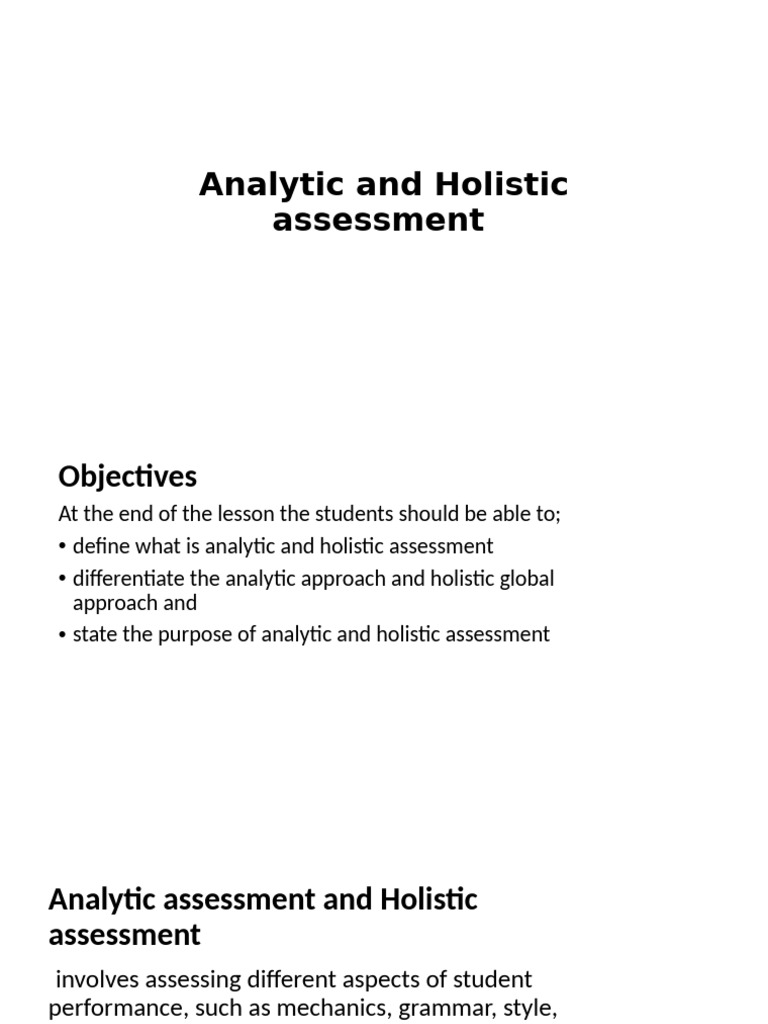 Analytic vs Holistic Assessment Explained | PDF