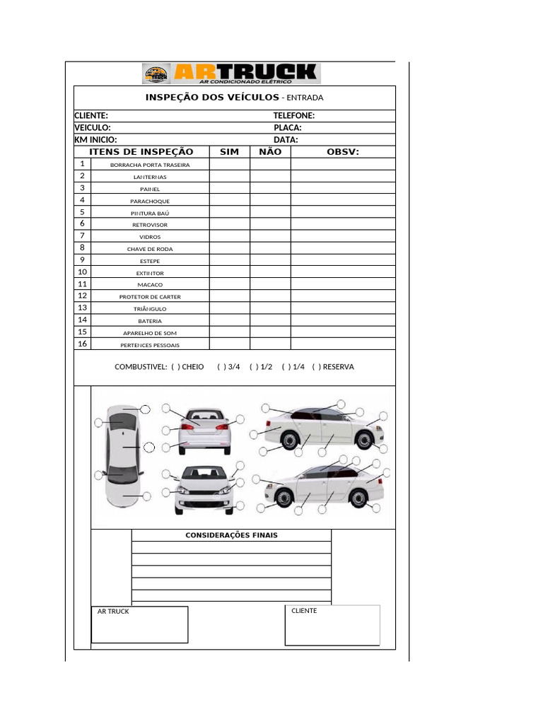 Check List de Inspeção de Carros | PDF