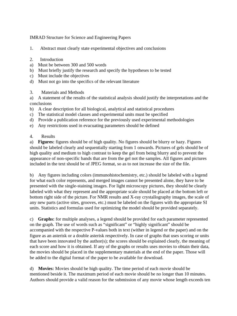 IMRAD Structure For Science and Engineering Papers | PDF | Statistics ...