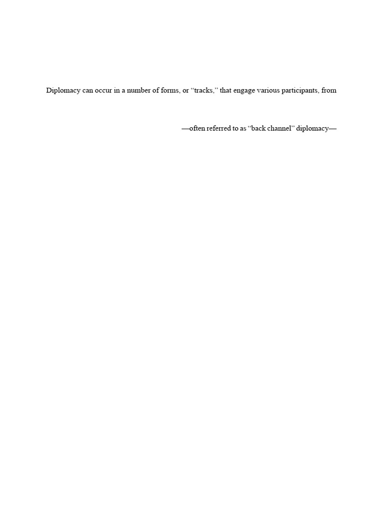 Track 1 diplomacy | PDF | Diplomacy | Non Governmental Organization