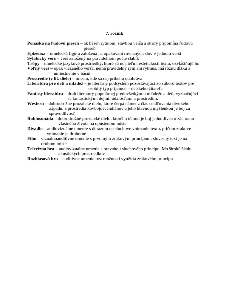 Literárne Pojmy 7.-8.roč. | PDF