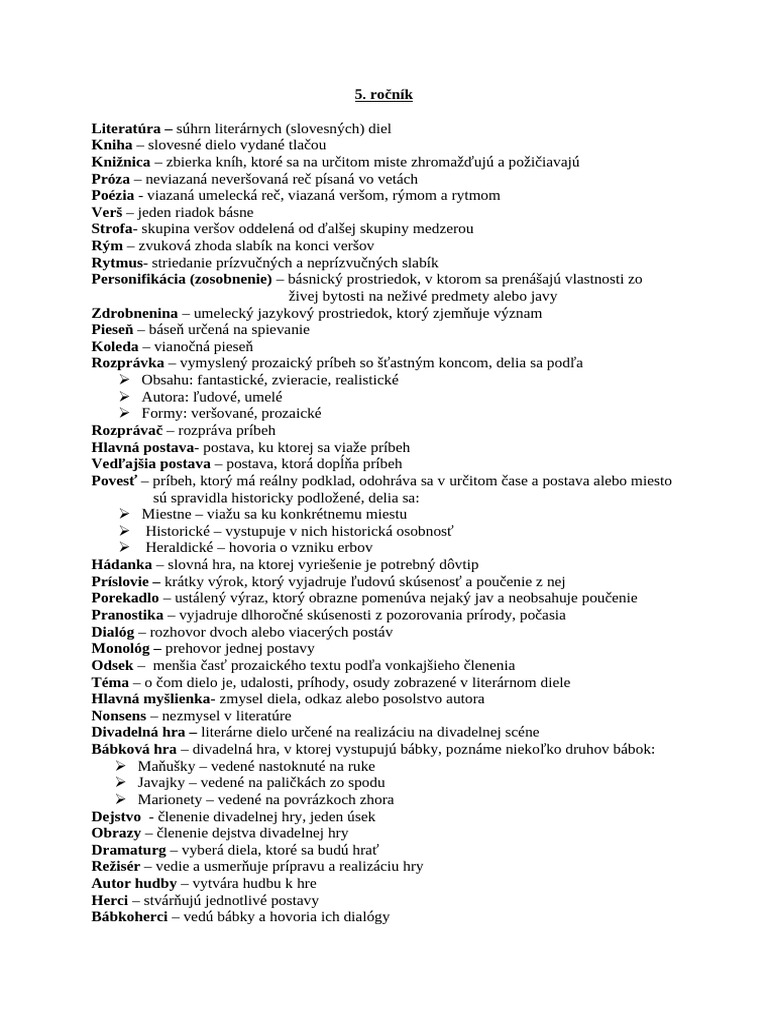 Literárne Pojmy 5.-6.roč. | PDF