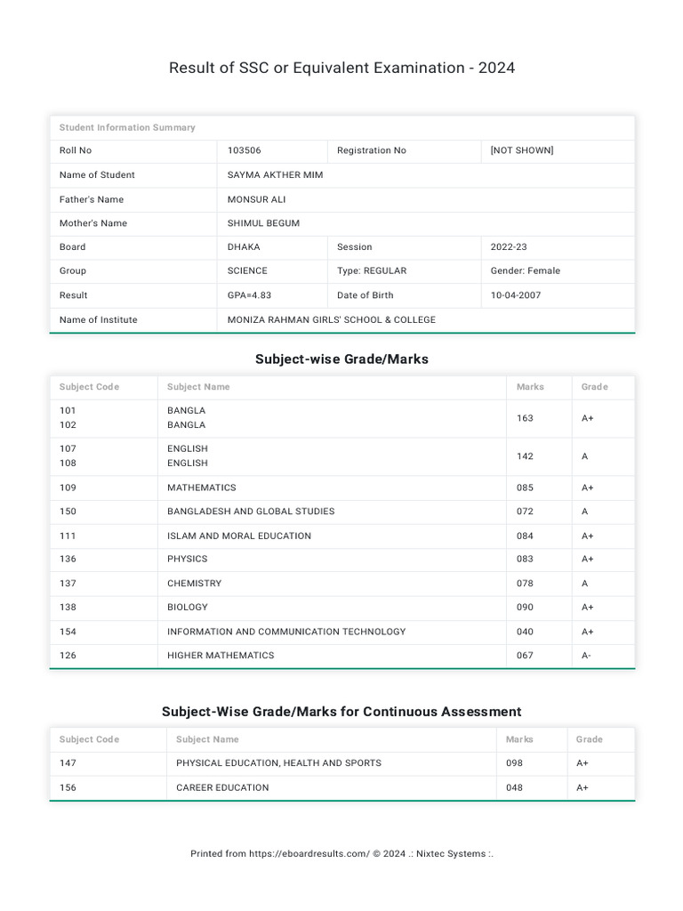 View Result (Click Here) - Education Board Results of Bangladesh | PDF