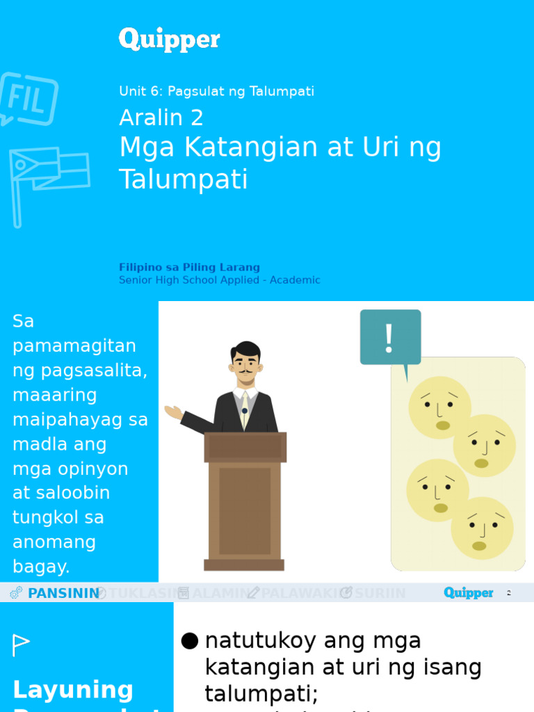 FPL 11 12 Q1 0602 Mga Katangian at Uri NG Talumpati | PDF