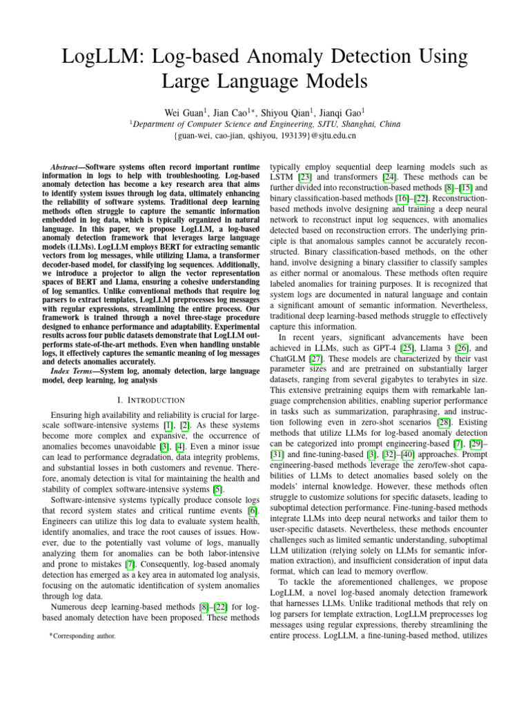 Log-based Anomaly Detection Using Large Language Models | PDF | Deep ... Log-based Anomaly Detection Using Large Language Models | PDF | Deep ...