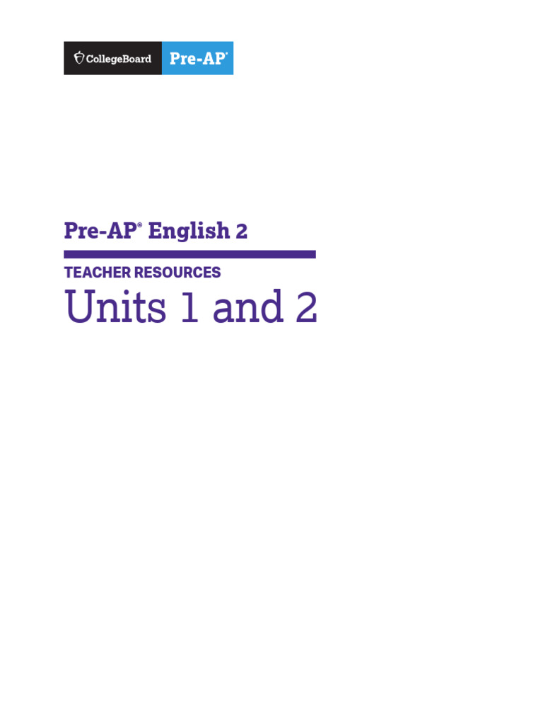 English 2 Units 1 and 2 | PDF | Advanced Placement | Educational Assessment