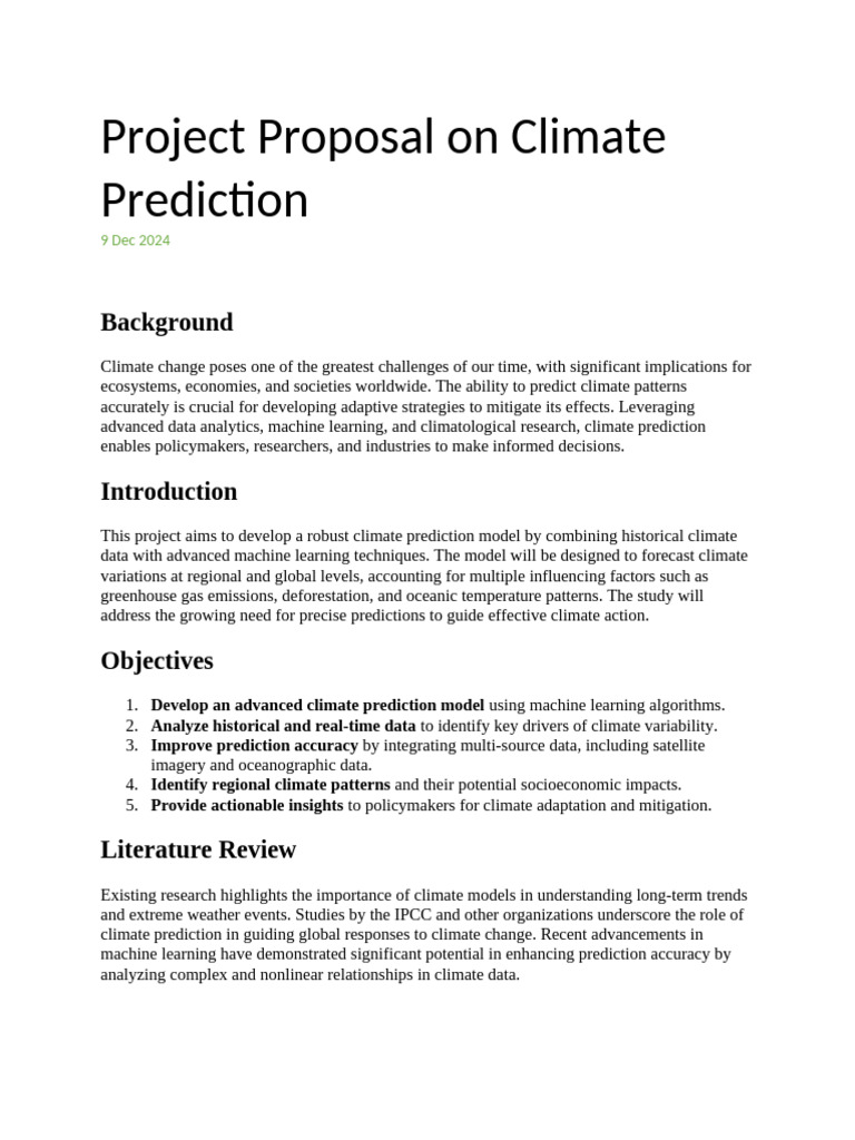 Advanced Climate Prediction Model Proposal | PDF | Climate | Machine ...
