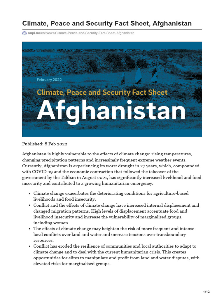 Nupi - No-Climate Peace and Security Fact Sheet Afghanistan | PDF ...