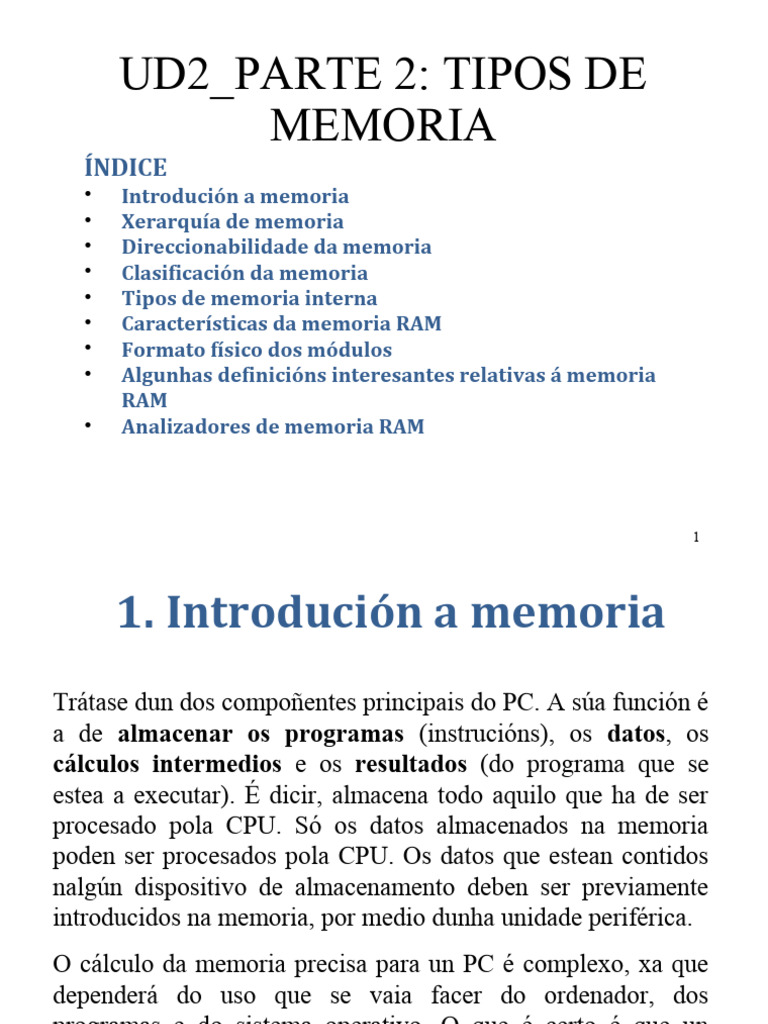 Ud2 - Parte3 - Tipos de Memoria | PDF