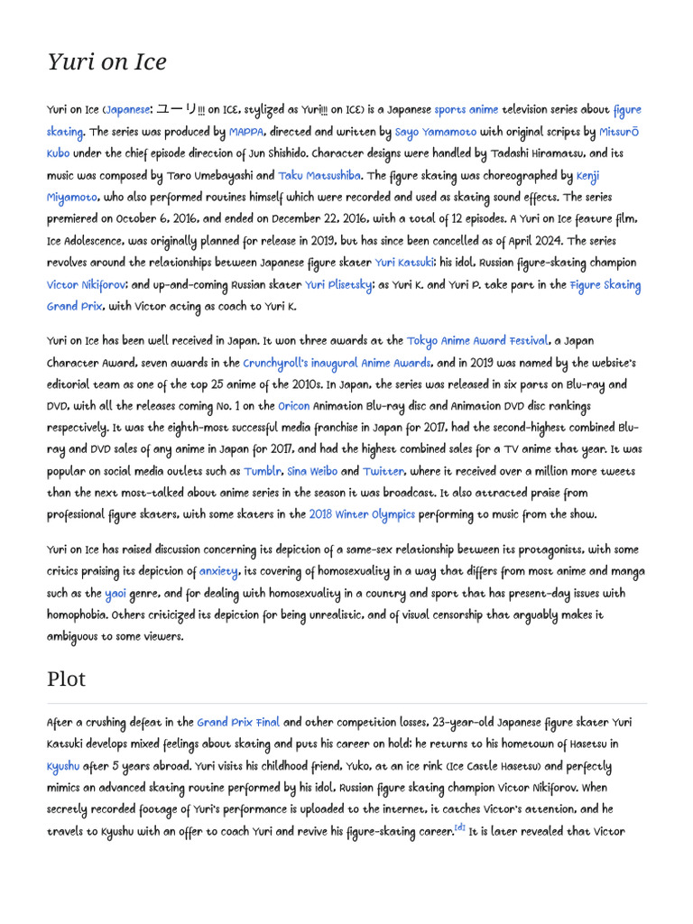 Yuri on Ice - Wikipedia | PDF