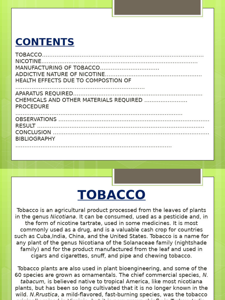 Nicotine Extraction | PDF | Tobacco | Nicotine