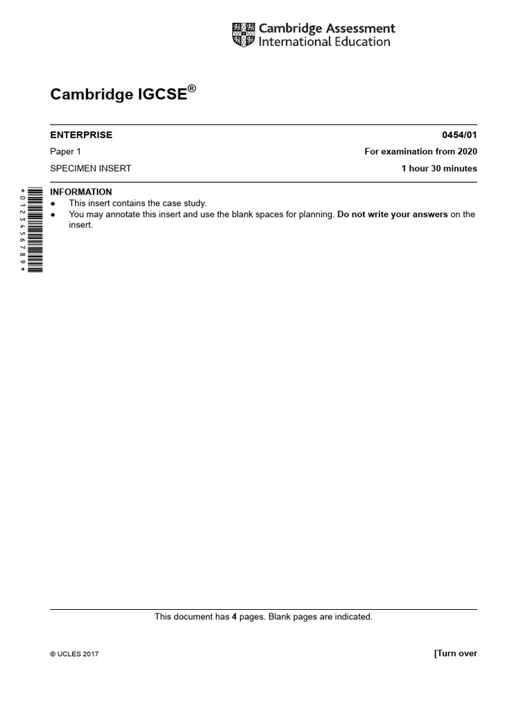 2020 Specimen Paper 1 Insert | PDF | Business