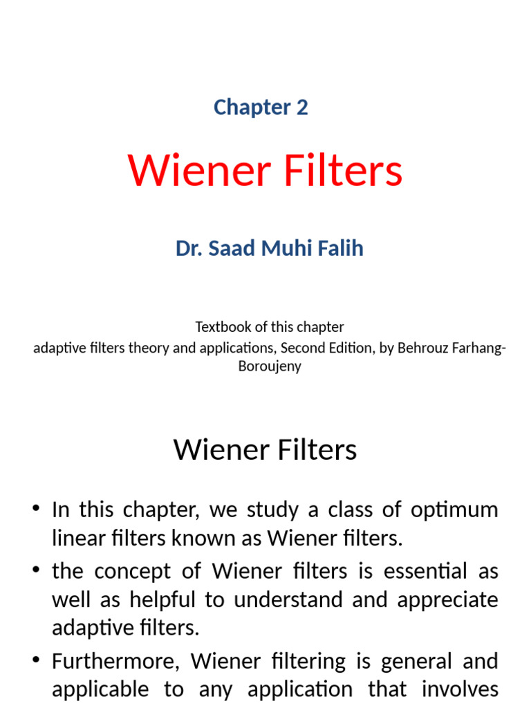 chapter_2 Wiener Filters | PDF | Estimation Theory | Function (Mathematics)