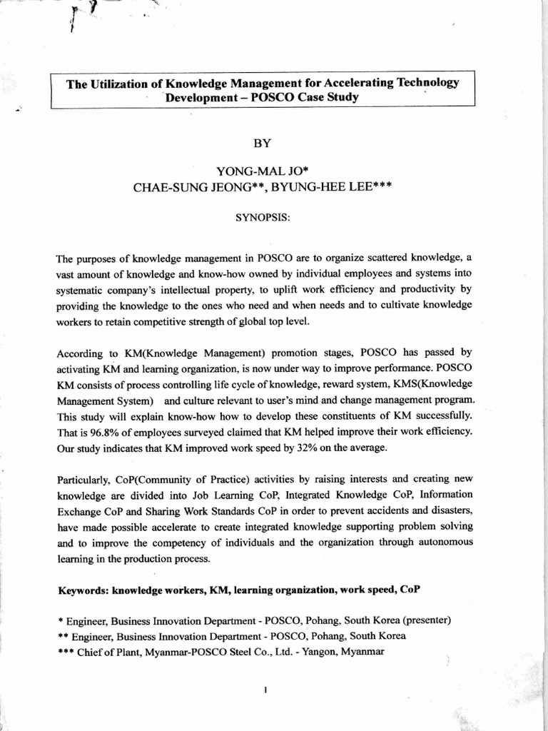 POSCO Knowledge Management System - 20111220101216 | PDF