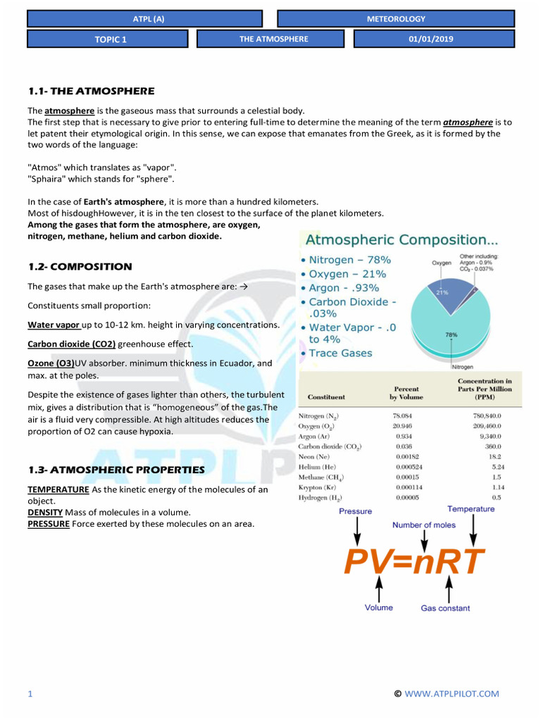 1 - The Atmosphere | PDF