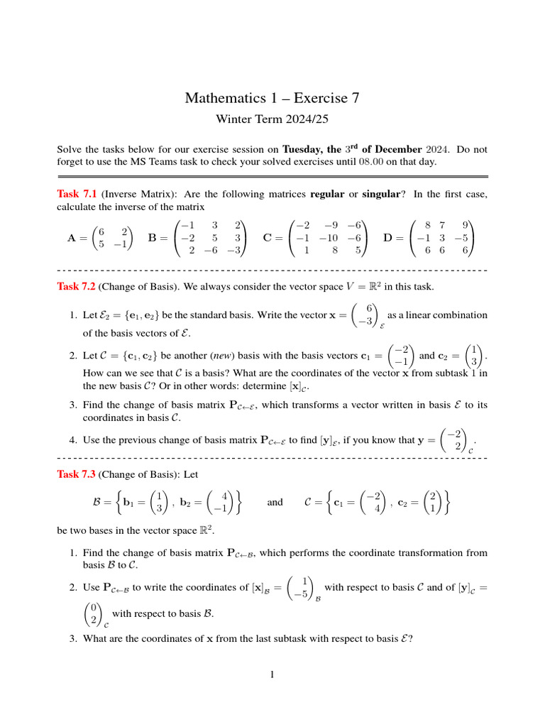 Ex_7 | PDF | Basis (Linear Algebra) | Linear Map