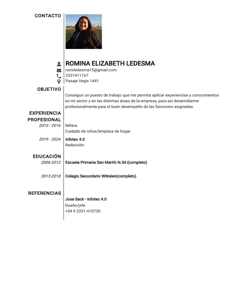 Currículum Vitae de Romina Ledesma | PDF