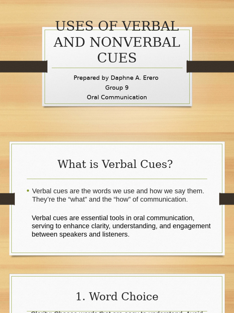 Uses of Vervals Nonverbal Cues | PDF | Body Language | Nonverbal ...