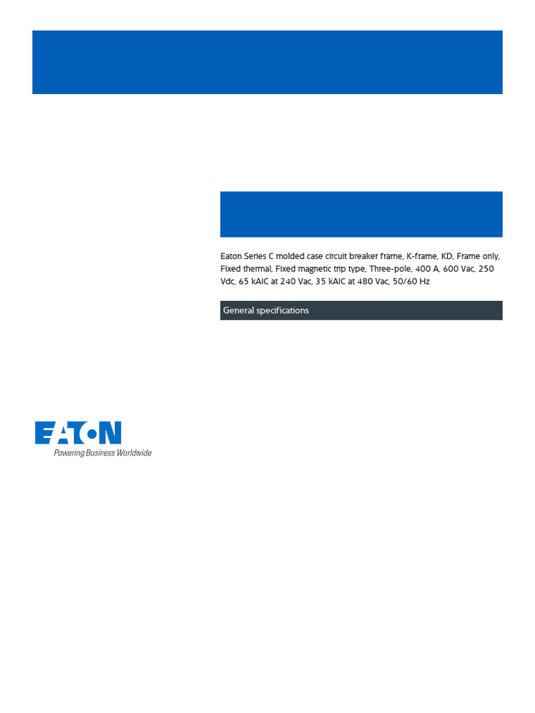 PDF For Eaton Specification Sheet - KD3400F | PDF | Manufactured Goods ...