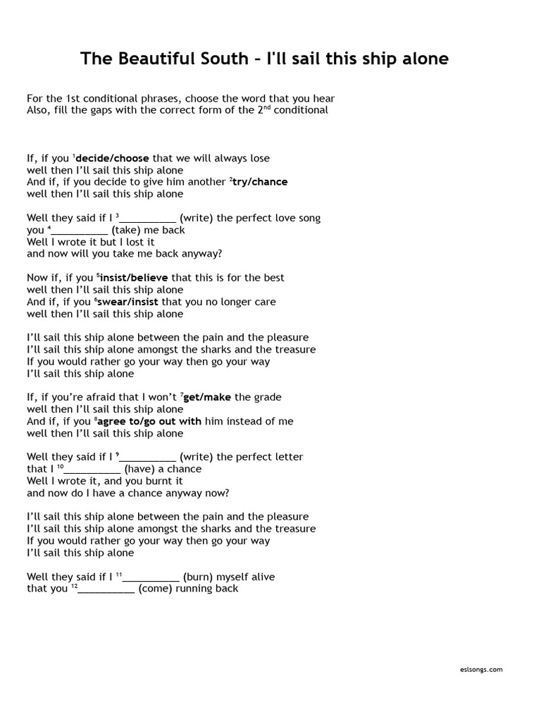 Beautiful South Ill Sail This Ship Alone | PDF