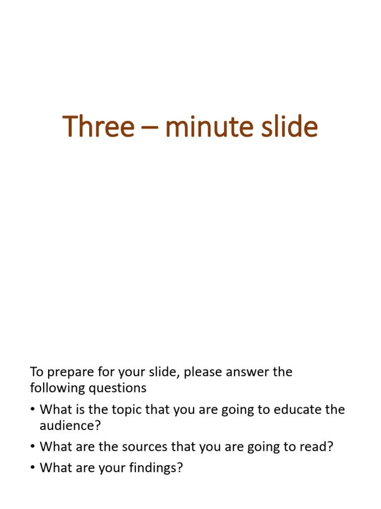 Three - Minute Slide - Continued | PDF