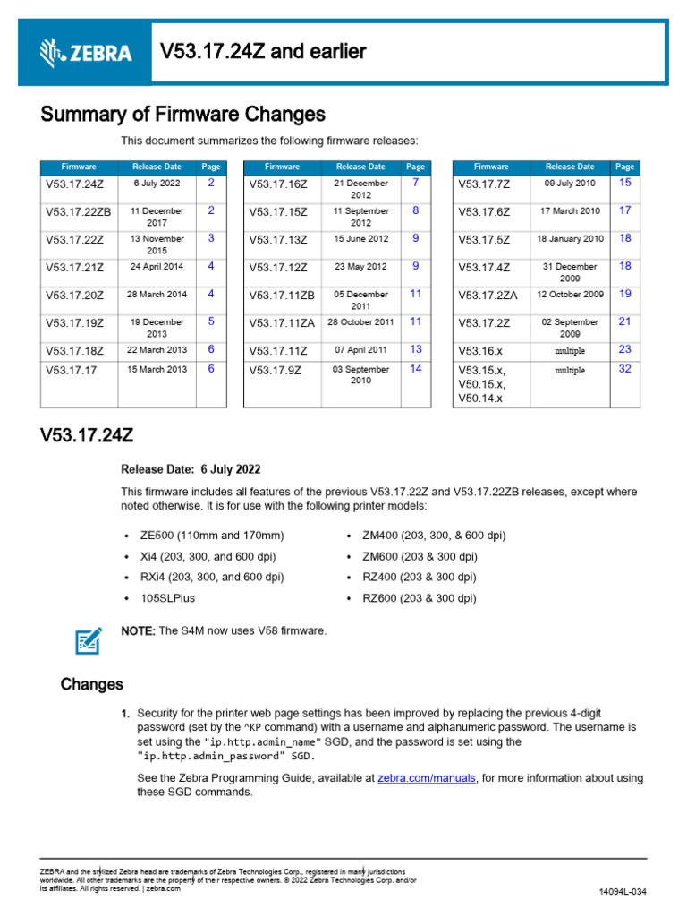 Zebra ZM400 Firmware Update V53.17.24Z | PDF | Computer File | Printer ...