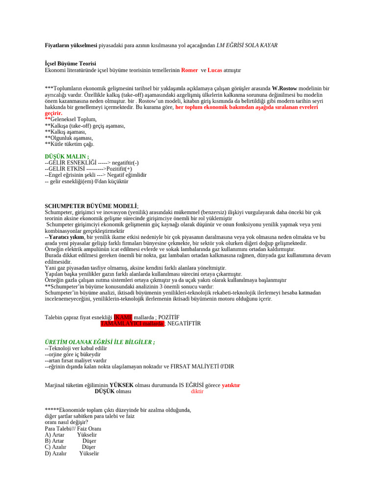 Iktisat Önemli Notlar | PDF